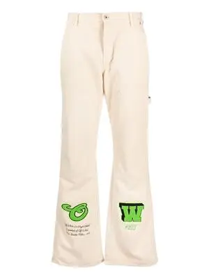 Off-White Logo-appliqué Straight-leg Jeans - Neutrals