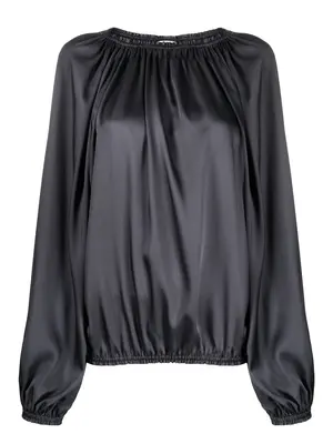 BLANCA VITA Satin Blouse - Grey