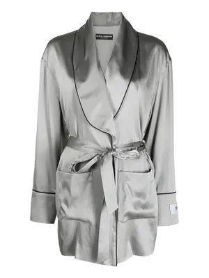 Dolce & Gabbana Belted Satin Jacket - Grey