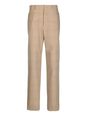 LEMAIRE Check-print High-waisted Trousers - Brown