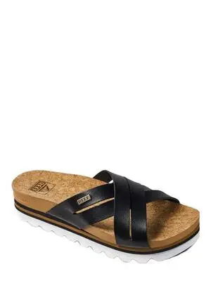 Reef Cushion Bloom Hi Slide Sandal - Black/ Tan