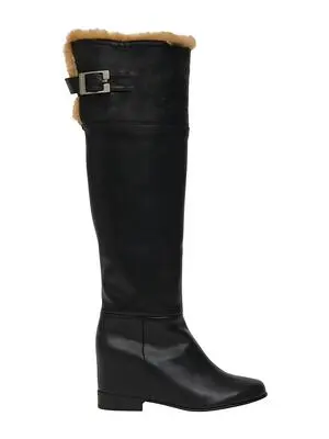 REIKE NEN Fur-lined Thigh-high Boots - Black