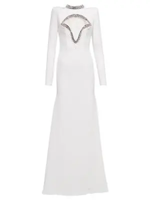 MISS SOHEE Crystal-embellished Cutout Gown - White