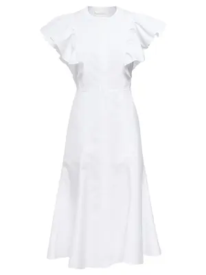 CHLOÉ Chloé Ruffle-Trimmed Cotton Midi Dress