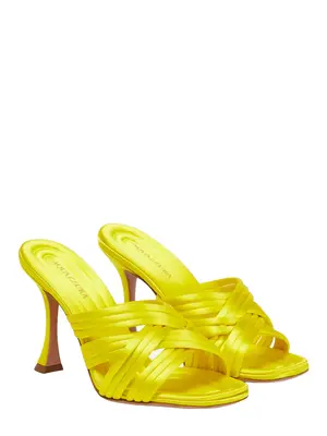 AQUAZZURA Oahu 95 Satin Mules - Yellow