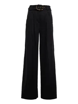 Veronica Beard Rimini Belted Wide-leg Pants - Black