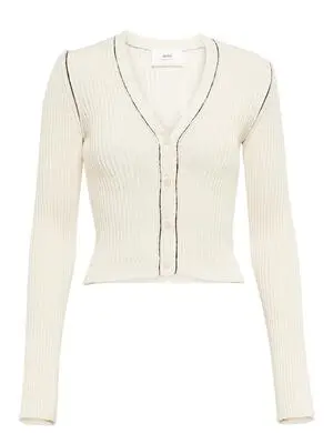 Ami Ribbed-knit Cardigan - White