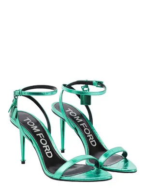 TOM FORD Padlock Leather Sandals - Turquoise