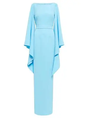 Safiyaa Boat Neck Flared Maxi Dress - Blue
