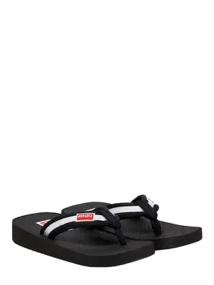 Kenzo Logo Striped Thong Sandals - Black