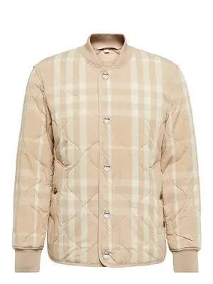 Burberry Checked Quilted Bomber Jacket - Beige