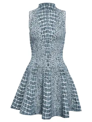 Alaïa Jacquard Mini Dress - Blue