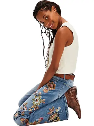 DRIFTWOOD Charlee Wide-Leg Jeans Azure Vintage Floral