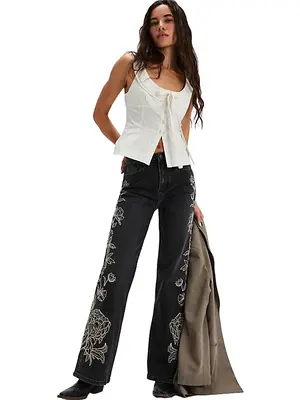 DRIFTWOOD Charlee Wide-Leg Jeans Etched Black Wash