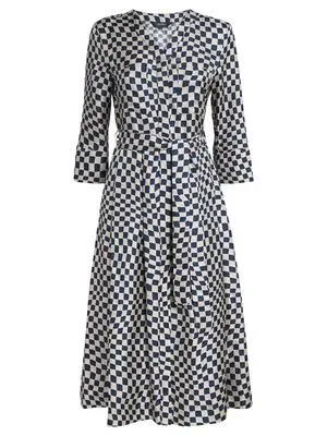 Max Mara Silk Patterned Midi Dress - Blue
