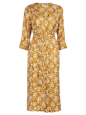 Max Mara Silk Patterned Midi Dress Brown