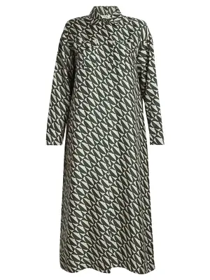 Max Mara Silk Patterned Midi Dress Green