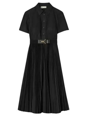TORY BURCH Poplin Pleated Shirt Dress