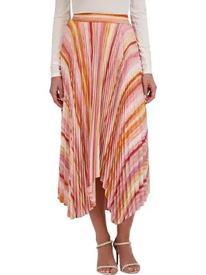 Bcbgmaxazria Ombre Stripe Pleated Handkerchief Midi Skirt - Multi