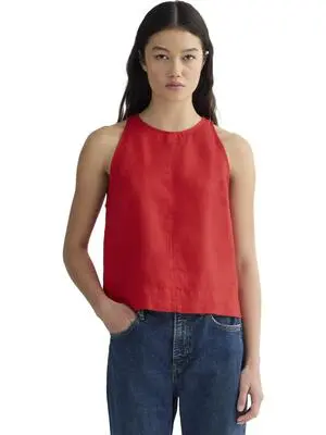 Everlane Linen High-Neck Tank Top Classic Red