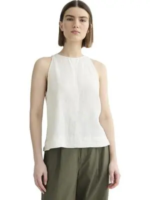 Everlane Linen High-Neck Tank Top Natural Chambray