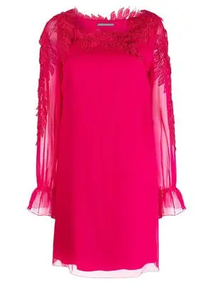 Alberta Ferretti Long-sleeve Mini Dress - Pink