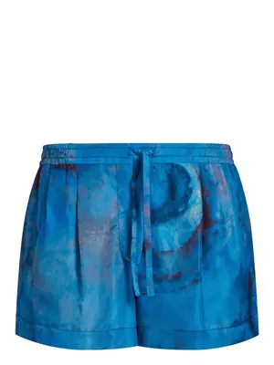 Marni Drawstring-waist Silk Shorts - Blue