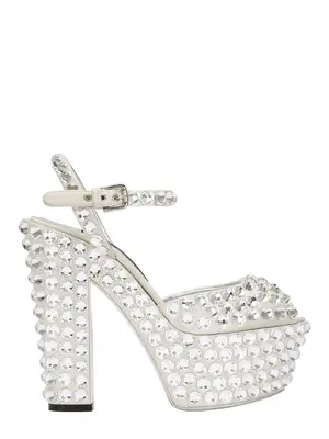 Dolce & Gabbana 130mm Rhinestone-embellished Platform Sandals - White