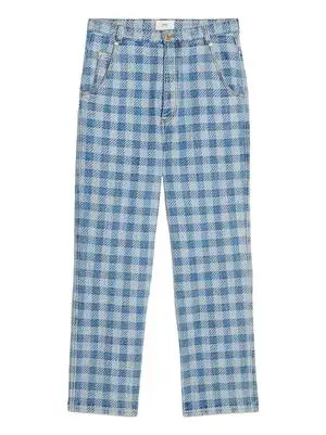 Ami Alex-fit Checkered Straight Jeans - Blue