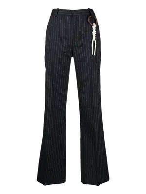 CHARLES JEFFREY Pinstripe Straight-leg Trousers - Blue