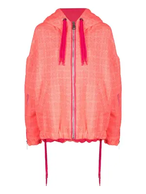 Khrisjoy Tweed Drawstring Hood Jacket - Pink