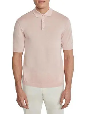 JACK VICTOR Tupper Organic Cotton & Silk Polo Pink