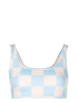 P.E Nation Checked Cut-out Sports Bra - Blue