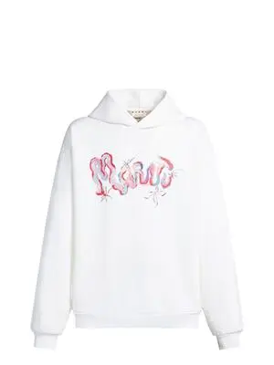 Marni Painterly Logo-print Hoodie - White
