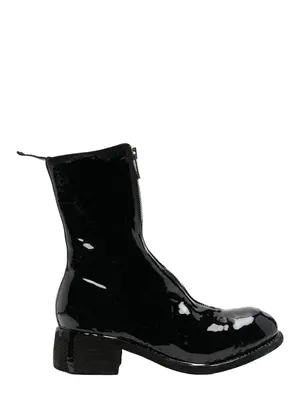 Guidi Laminated Leather Ankle Boots - Black