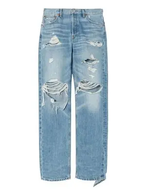 RE/DONE Loose Long Jeans In Washed Denim - Blue