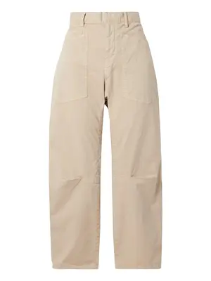 NILI LOTAN Shon Cotton-blend Twill Tapered Pants - Neutrals