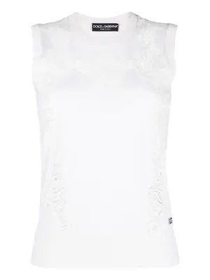 Dolce & Gabbana Lace-trim Knitted Top - White