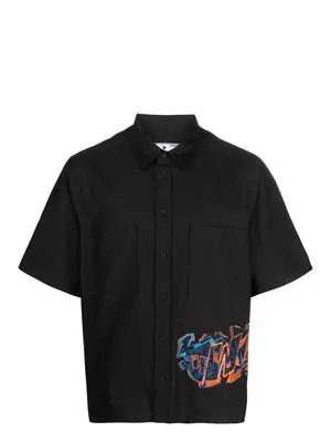 Off-White Embroidered-design Short-sleeve Shirt - Black