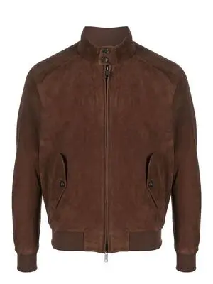 BARACUTA G9 Harrington Panelled Suede Jacket - Brown