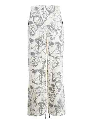 Alexander McQueen Abstract-print Straight-leg Trousers - White