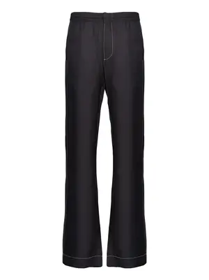 Prada Drawstring-waist Silk Trousers - Black