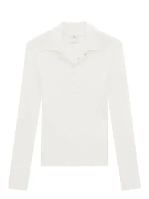 COURREGES Ribbed-knit Polo Shirt - White
