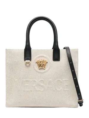 Versace La Medusa Large Canvas Tote Bag - Neutrals