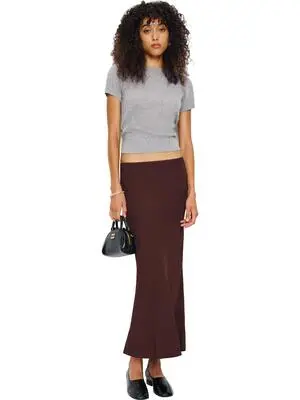 REFORMATION Layla Silk Midi Skirt Brown
