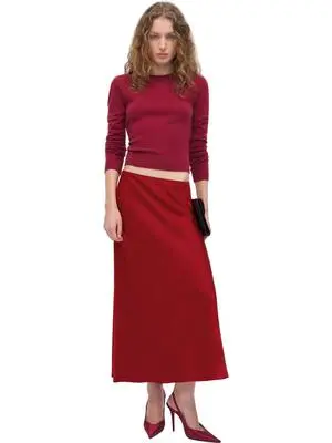 REFORMATION Layla Silk Midi Skirt - Red