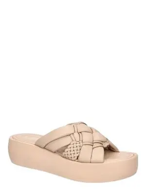 BELLA VITA Woven Platform Slide Sandal - Nude Leather
