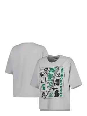 PRESSBOX Michigan State Spartans Graphic T-shirt - Silver