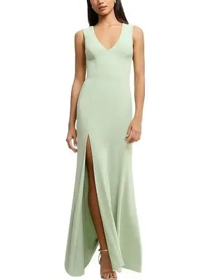 Dress The Population Sandra Plunging Gown - Sage
