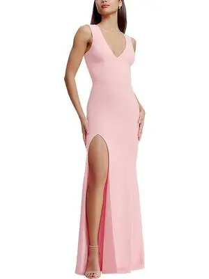 Dress The Population Sandra Plunging Gown - Vintage Pink
